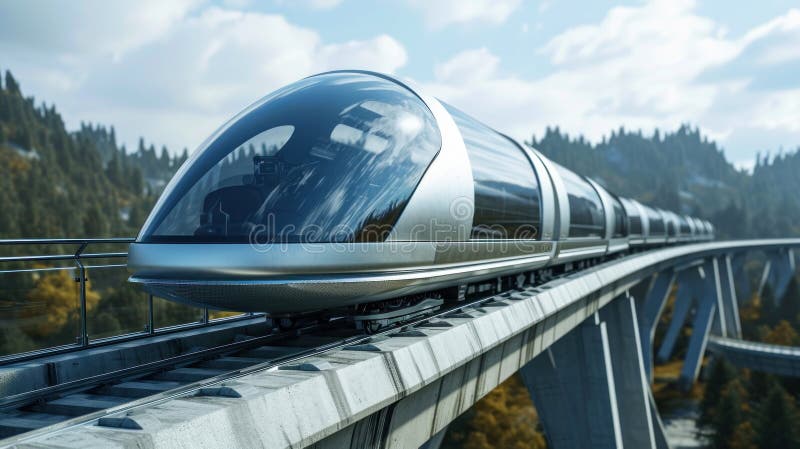 High-speed Hyperloop Train Speeding through a Landscape - AI Generated ...