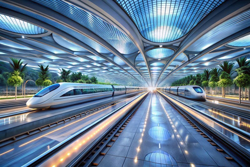 High-speed Hyperloops or Magnetic Trains Stock Illustration ...