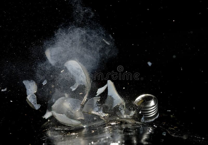 Shattered Light Bulb stock photo. Image of destroy, industrial - 17391444