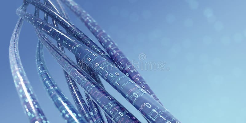 High Speed Internet Connection. Encoded Data Stream 3D Illustration Stock Illustration ...