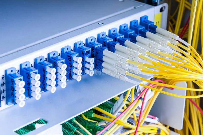 High Speed Internet Provider Router with Optical Cables Stock Photo ...