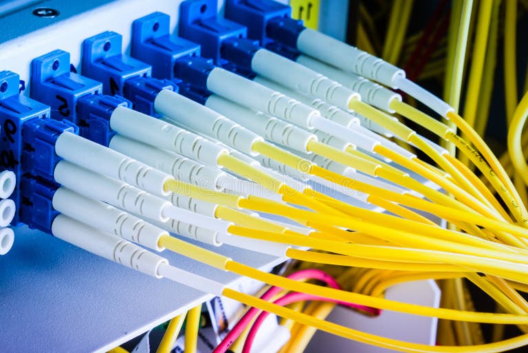 High Speed Internet Provider Router with Optical Cables Stock Photo ...