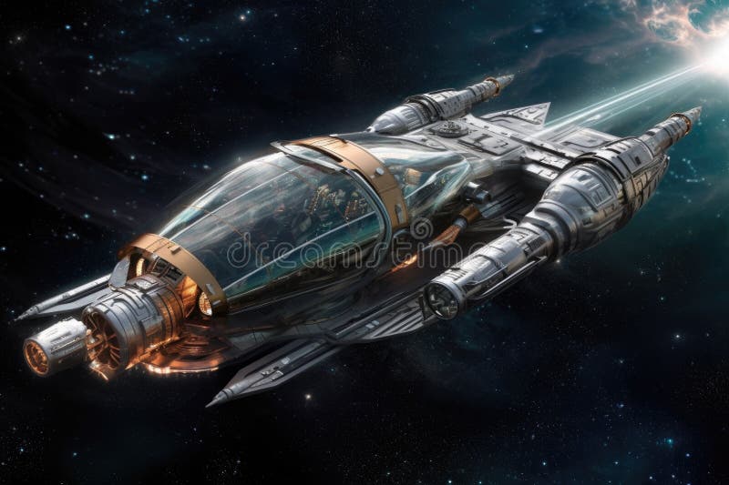 High-speed Interstellar Travel Vehicle in Deep Space Stock Illustration ...