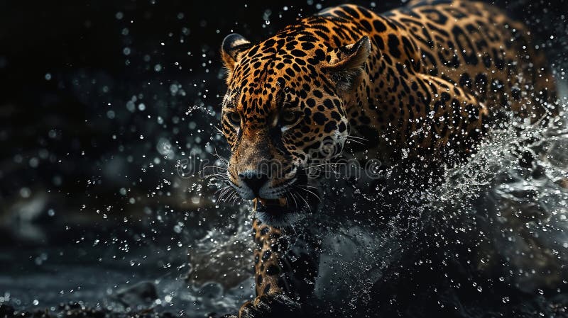 High Speed Jaguar Running through Water. Generative AI Stock ...