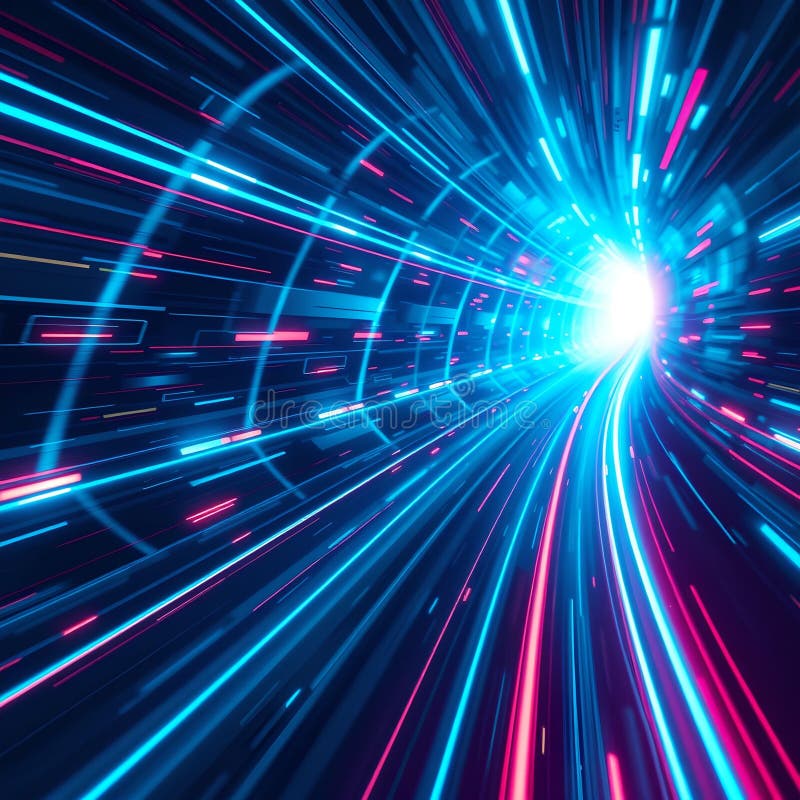 High-Speed Light Trails: Futuristic Technology Backdrop Stock ...