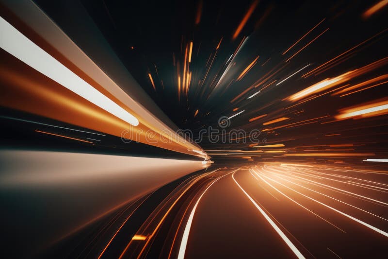 High Speed Lights Trail Background. AI Generated Stock Illustration ...