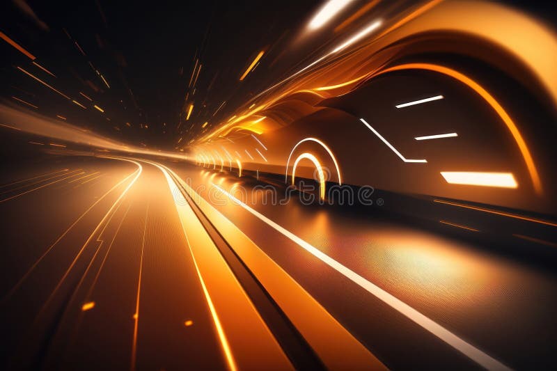High Speed Lights Trail Background. AI Generated Stock Illustration ...