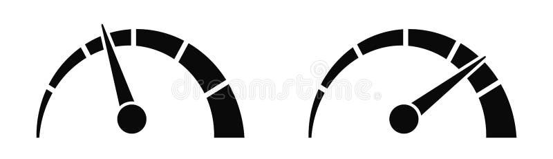 High Speed and Low Speed Tacho Symbol Performance Tachometer Icon Stock ...