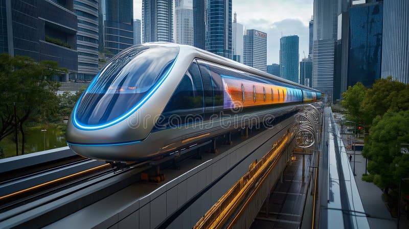 High-speed Maglev Train, Suspended Above Ground Stock Image - Image of ...