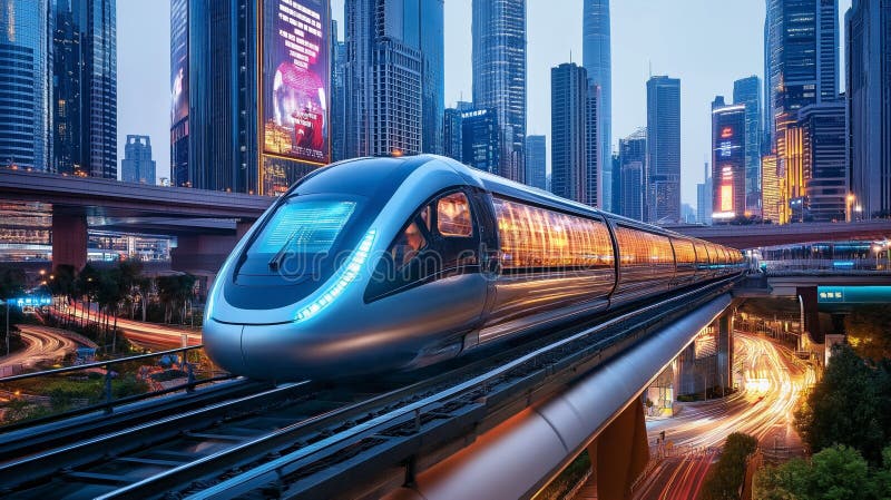 High-speed Maglev Train, Suspended Above Ground Stock Photo - Image of ...