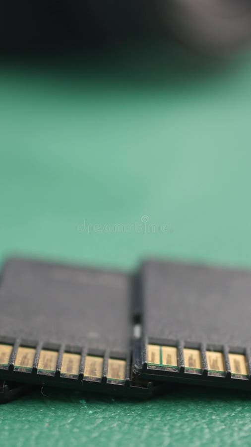 High-speed Memory Cards on Green Work Surface Stock Video - Video of ...