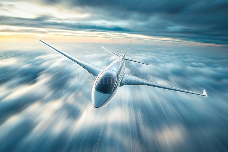 High Speed Modern Airplane Speeding Above the Clouds. Generative Ai ...