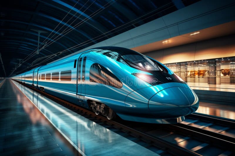 A High-speed Modern Streamlined Train Awaits Passengers on the Platform ...