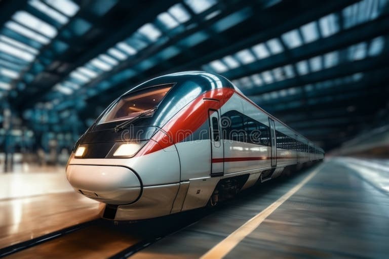 A High-speed Modern Streamlined Train Awaits Passengers on the Platform ...