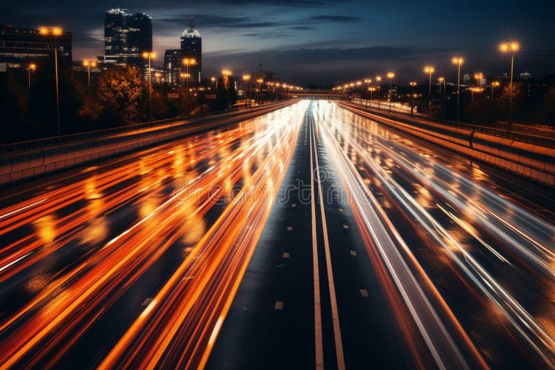 High Speed Morning Traffic Creates a Mesmerizing Motion Blur on a ...