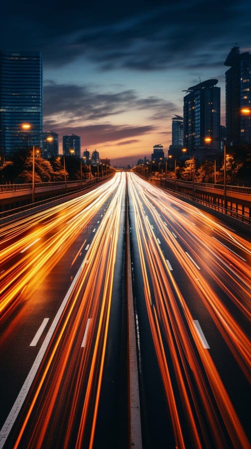 High Speed Morning Traffic Creates a Mesmerizing Motion Blur on a ...