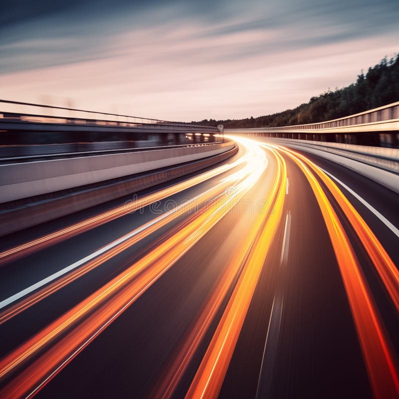 High-speed Motion Blur on a Freeway.Generative AI Stock Illustration ...