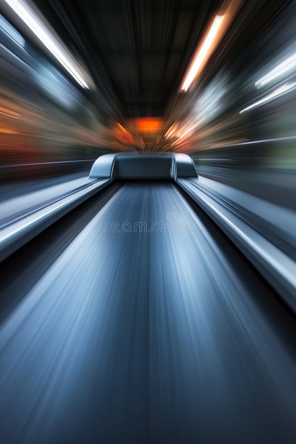 High-Speed Motion Blur of a Moving Conveyor in Industrial Setting Stock ...