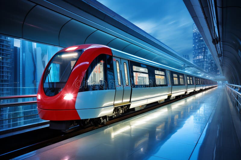 High Speed Motion Capture of a Sleek and Modern Subway Train Rushing ...