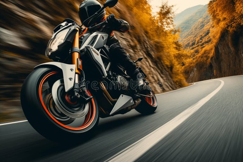 High Speed Motorbike on the Road Riding Fast. Generative AI Stock Photo ...