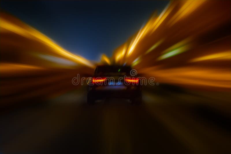 High-speed Movement on the Night Stock Image - Image of automobile ...