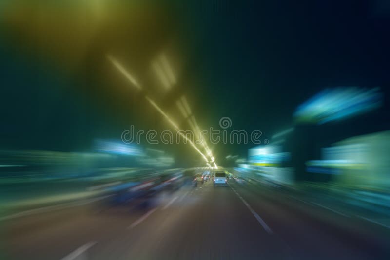 High-speed Movement at Night Stock Photo - Image of light, perspective ...