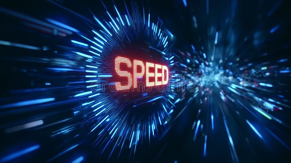 High Speed Network Indicator with Glowing Text, Showcasing Fast ...