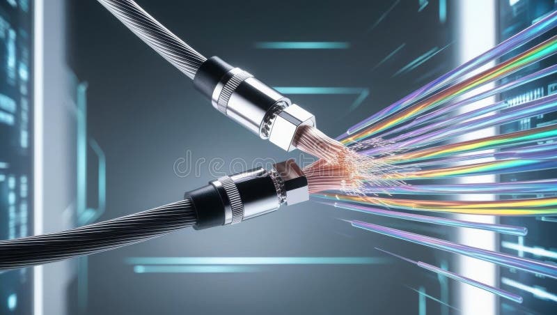 High Speed Optical Cable with Iridescent Bandwidth Flow, Showcasing ...