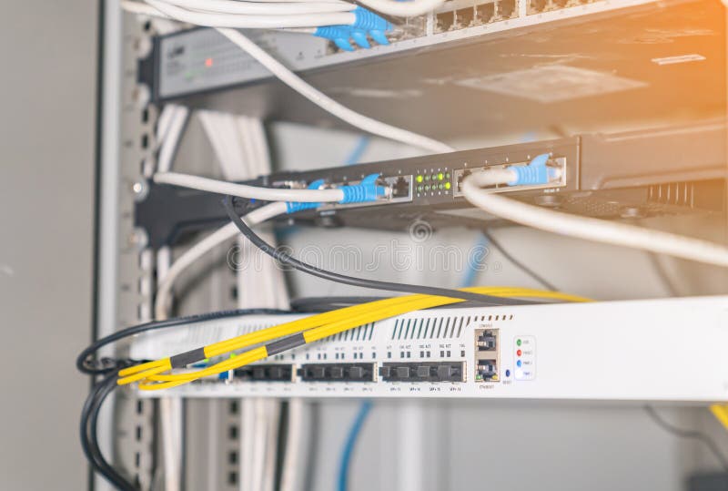 High Speed Optical Fiber Cable Connected To Cloud Network Server Stock ...