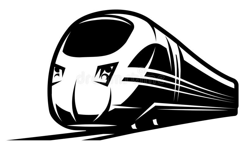 High-speed Passenger Express Train. Vector Monochrome Illustration for ...
