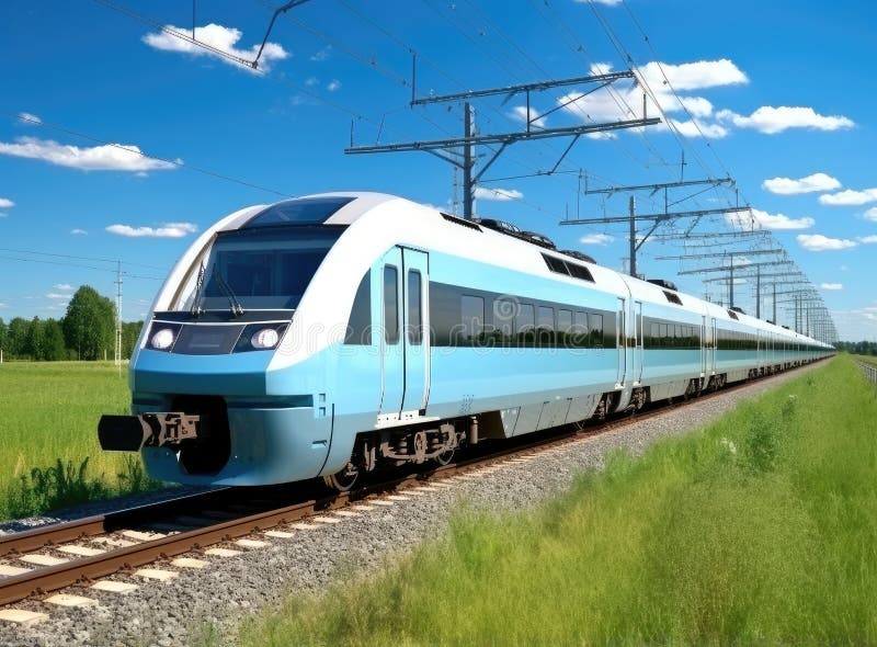 A High-speed Passenger Train of Class X Effortlessly Races Along the ...