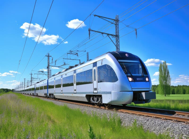 A High-speed Passenger Train of Class X Effortlessly Races Along the ...