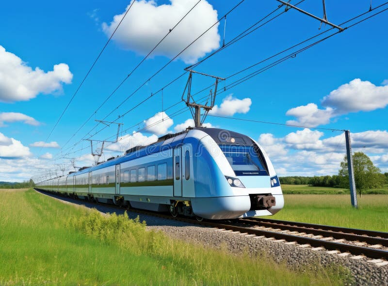 A High-speed Passenger Train of Class X Effortlessly Races Along the ...