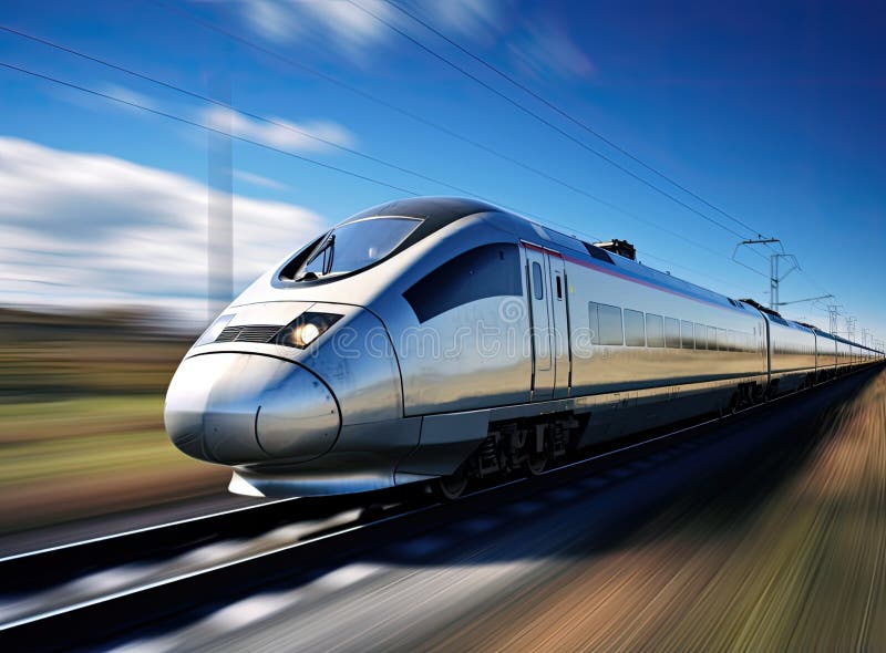 A High-speed Passenger Train of Class X Effortlessly Races Along the ...