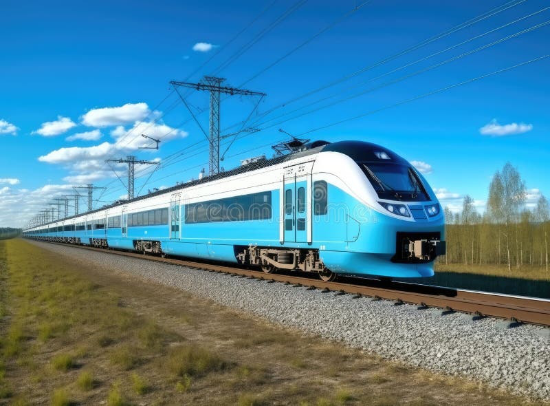 A High-speed Passenger Train of Class X Effortlessly Races Along the ...