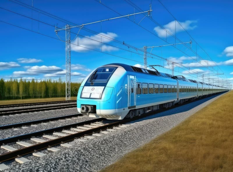 A High-speed Passenger Train of Class X Effortlessly Races Along the ...