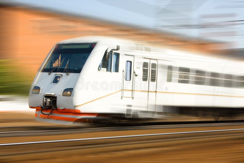 High-speed train in motion stock photo. Image of precision - 8586594