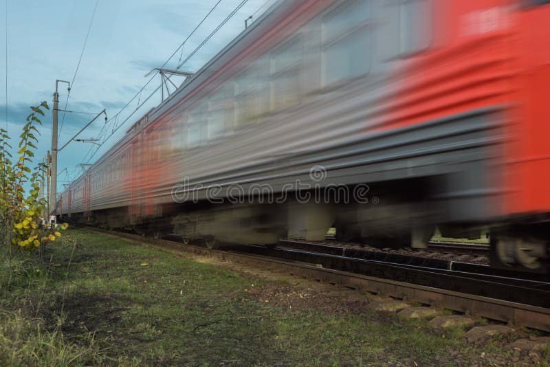 High-speed Passenger Train in Motion. Modern Commuter Train with Motion ...