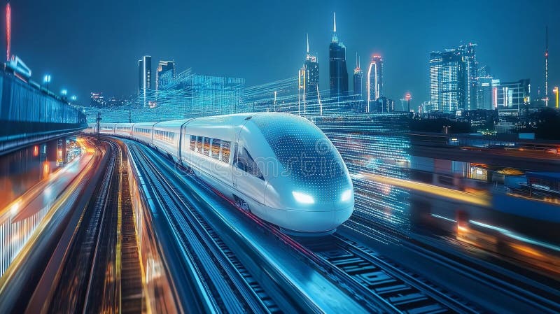 High-speed Passenger Train Moving at Railway Station Platform. Stock ...