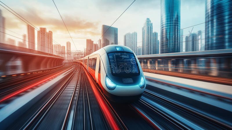 High-speed Passenger Train Moving at Railway Station Platform. Stock ...