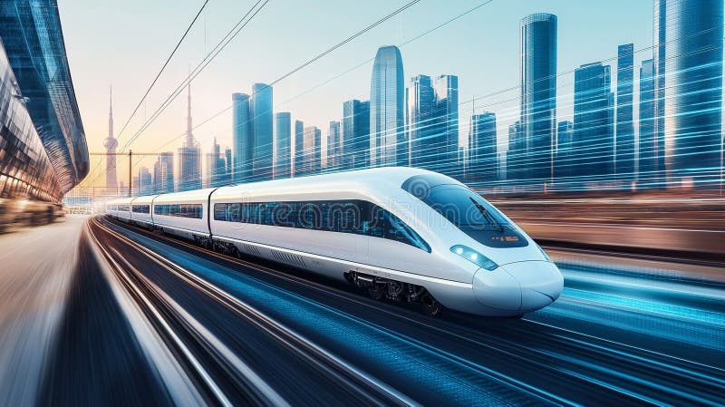 High-speed Passenger Train Moving at Railway Station Platform. Stock ...