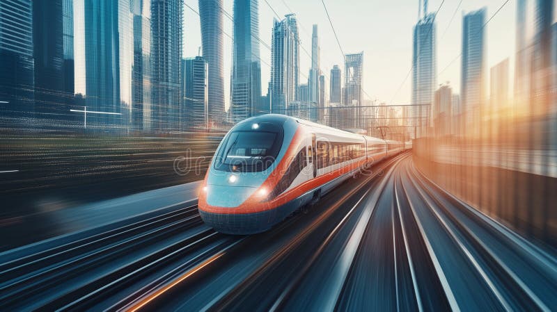 High-speed Passenger Train Moving at Railway Station Platform. Stock ...