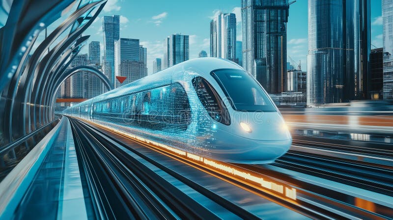 High-speed Passenger Train Moving at Railway Station Platform. Stock ...