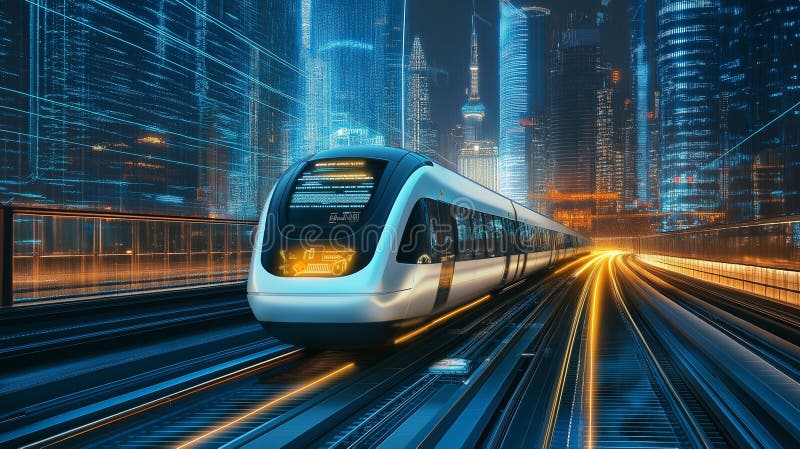 High-speed Passenger Train Moving at Railway Station Platform. Stock ...