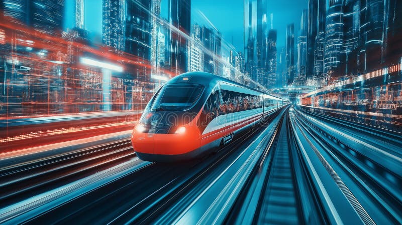 High-speed Passenger Train Moving at Railway Station Platform. Stock ...