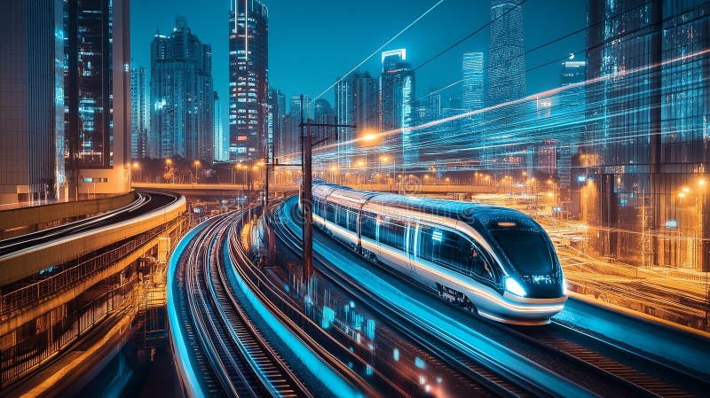 High-speed Passenger Train Moving at Railway Station Platform. Stock ...