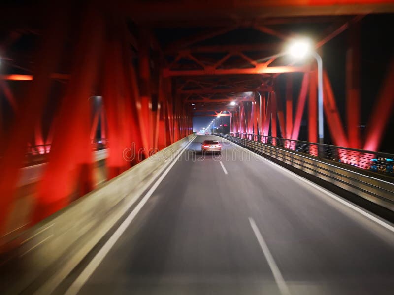 High Speed Passing through the Bridge Stock Photo - Image of connecting ...