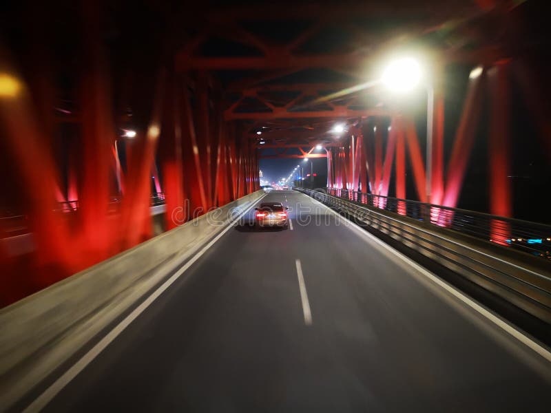 High Speed Passing through the Bridge Stock Photo - Image of motion ...