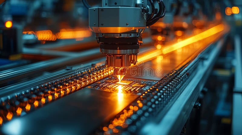 High-Speed PCB Assembly Line in Action Stock Illustration ...