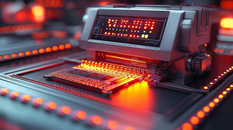 HighSpeed PCB Assembly Line with Bright Displays Stock Illustration ...